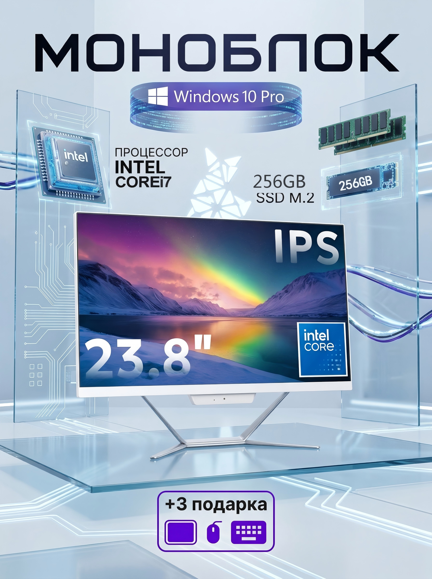 24" Моноблок (1920x1080, Intel Core i7-4790, RAM 16ГБ, SSD 256ГБ, Intel HD Graphics 4600, Win 10 Home)