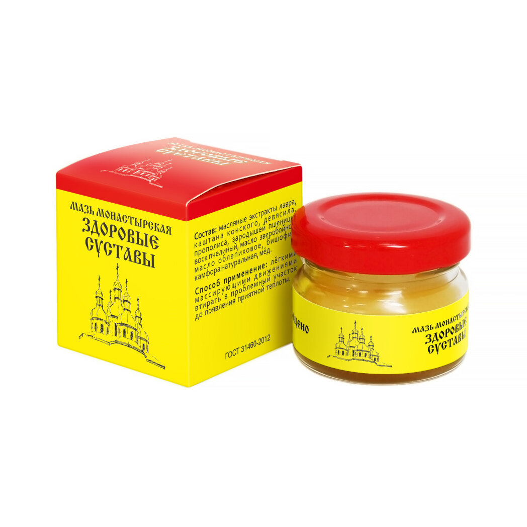 Мазь Здоровые суставы, монастырская, стекло,28 мл, Архыз