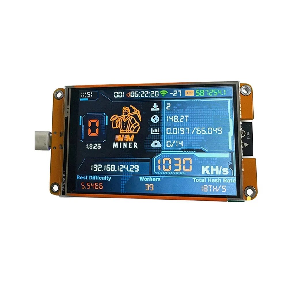 4-Дюймовая Плата Для Майнинга Криптовалют На ESP32 Crypto Solo Lottery Miner 1030KH/S