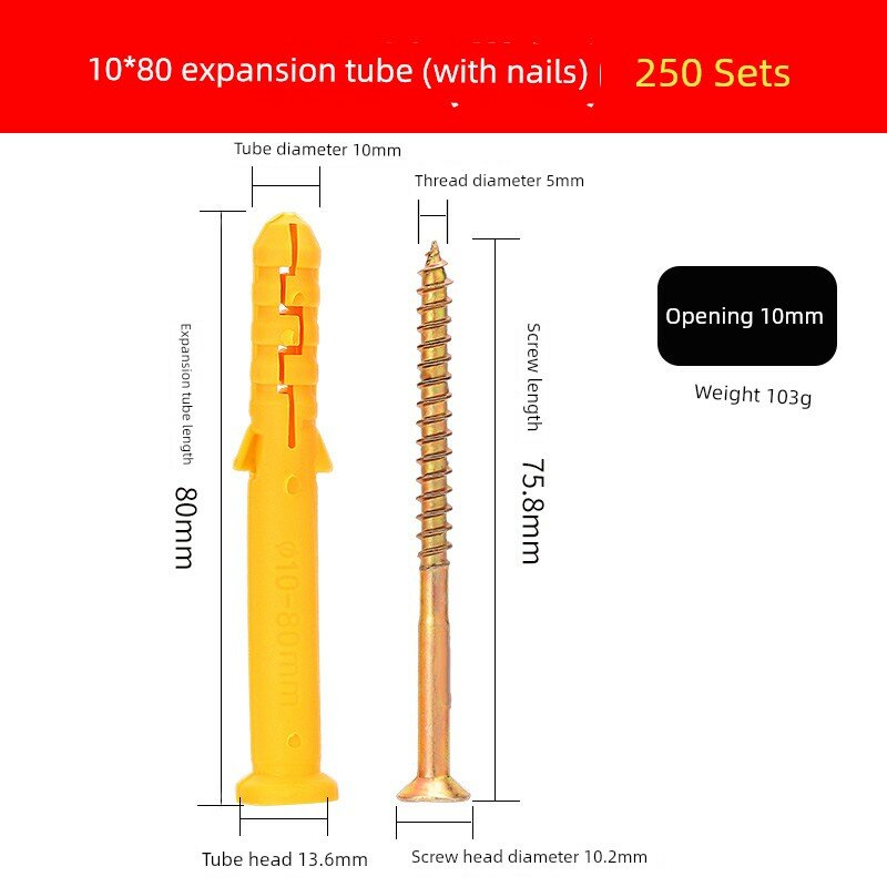 Набор саморезов-гвоздей с пластиковыми распорками (гвозди-распорки) для крепления, 6/8/10 мм, стандарт ГОСТ