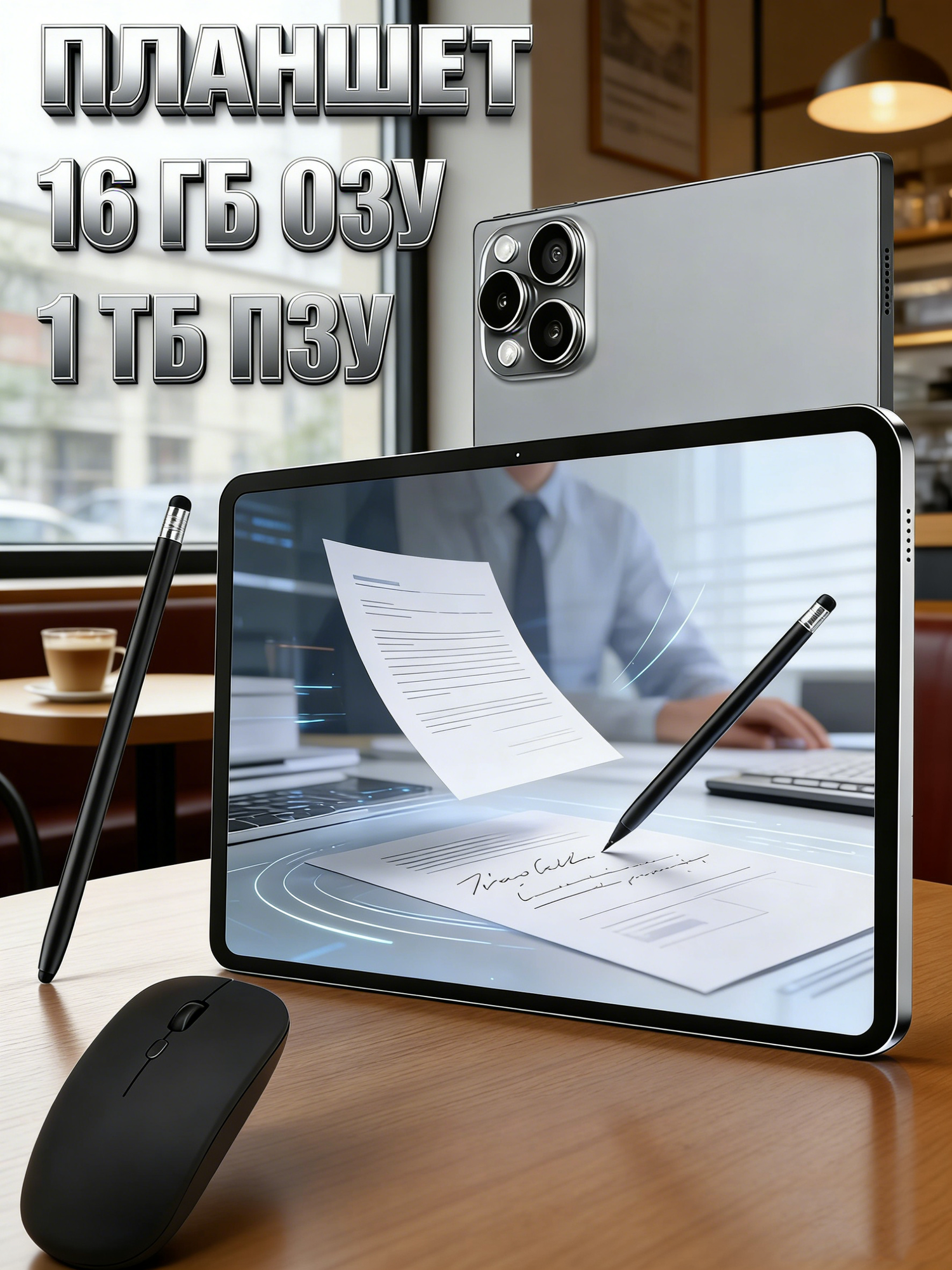 Новинка! Планшет андроид 15 Pro 12 Galaxy. Полный комплект: клавиатура, мышь. 11.6".