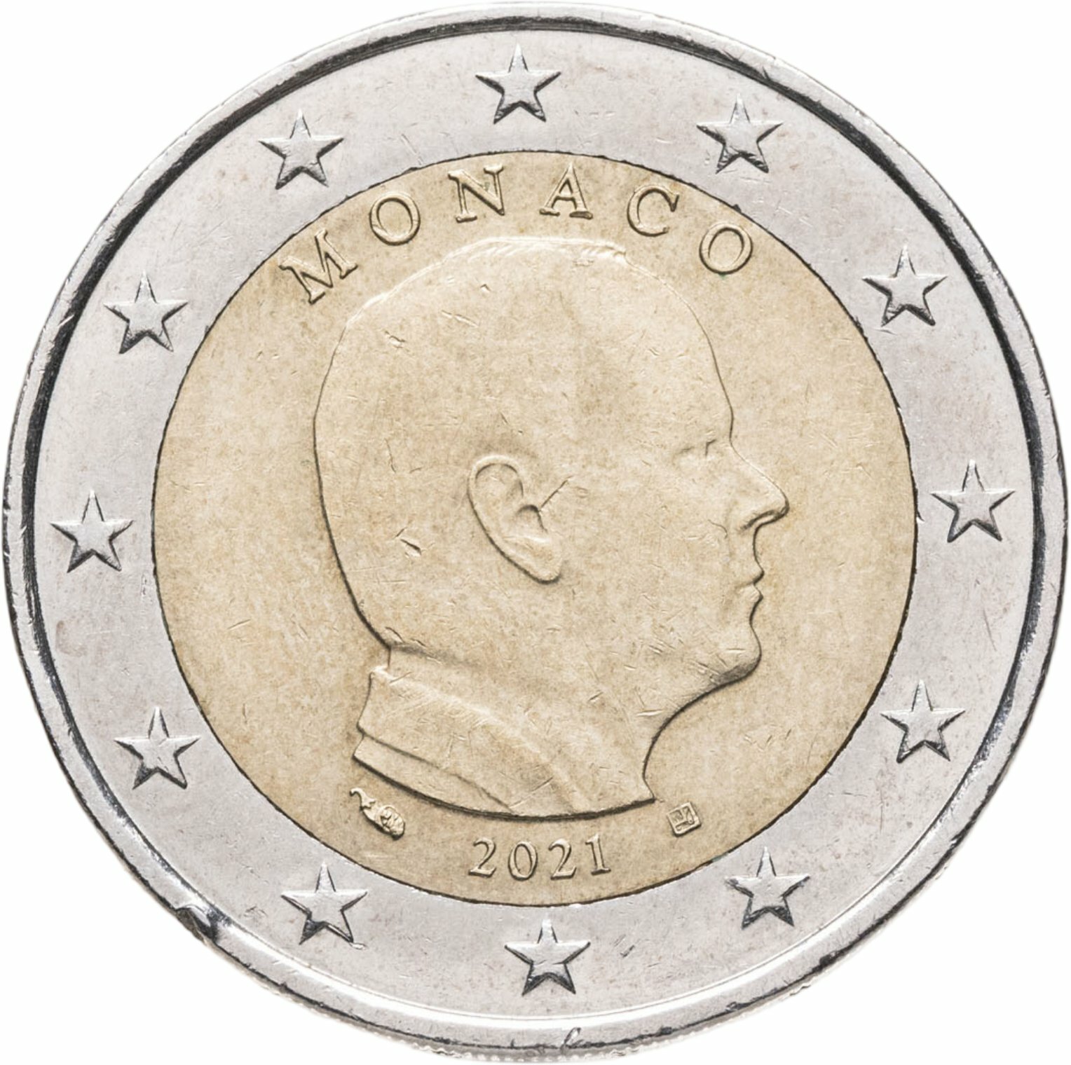 Монако 2 евро 2021, Биметалл, в сохранности XF