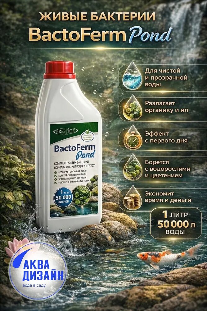 Prestige aqua Средство для естественной очистки воды в пруду BactoFerm Pond,1л.
