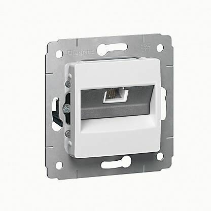 Розетка RJ11 телефонная Cariva 4 контакта 1 выход механизм белый