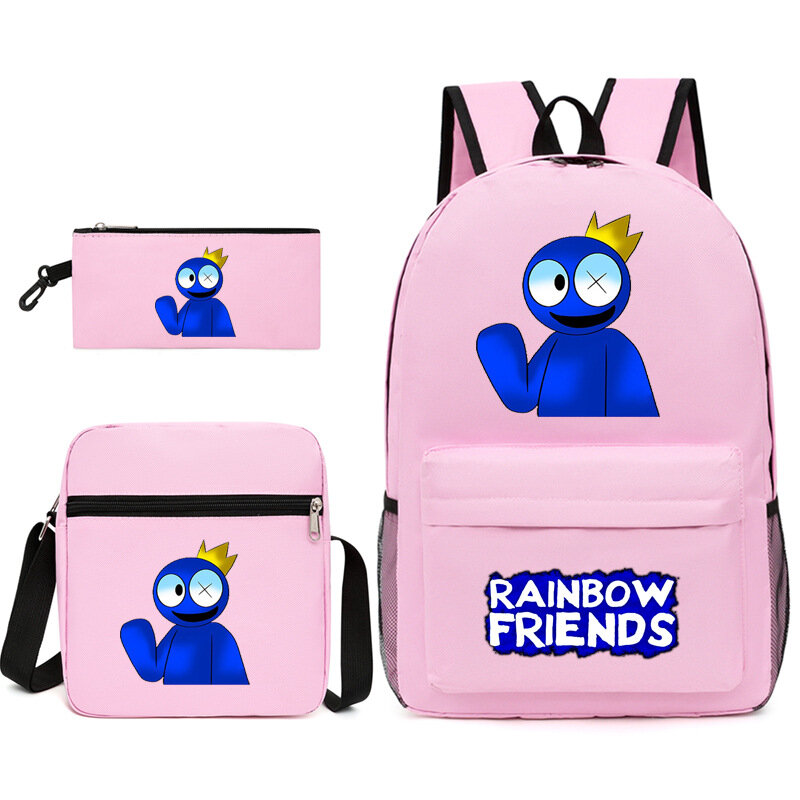 Rainbow Friends Rainbow Friends школьный рюкзак из трех предметов для мужчин и женщин, студенческий рюкзак с принтом, большая вместимость, открытый
