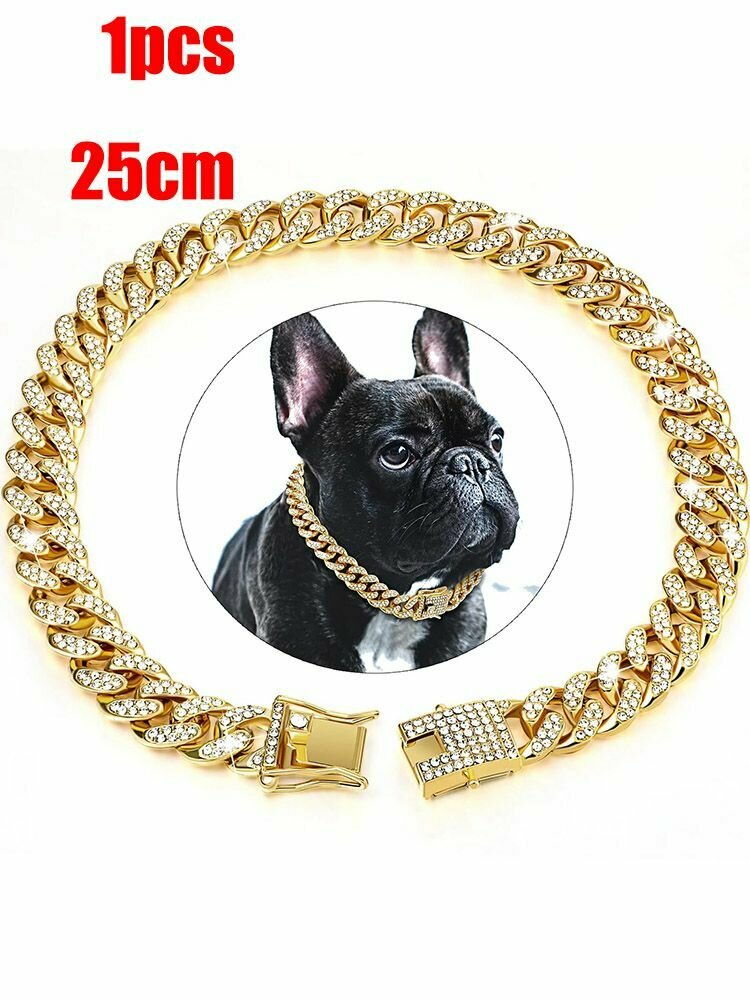 Ошейник для собак с цепочкой из металла и ромбовидной цепочкой, пряжка для безопасности, прогулочный ошейник