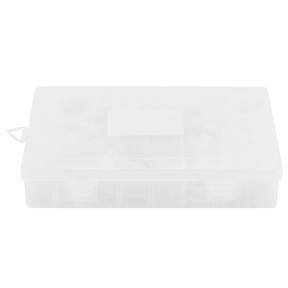 200 шт. нейлоновых пластиковых зажимов P-образной формы для кабельных каналов (белый цвет), коробка с различными крепежными элементами.