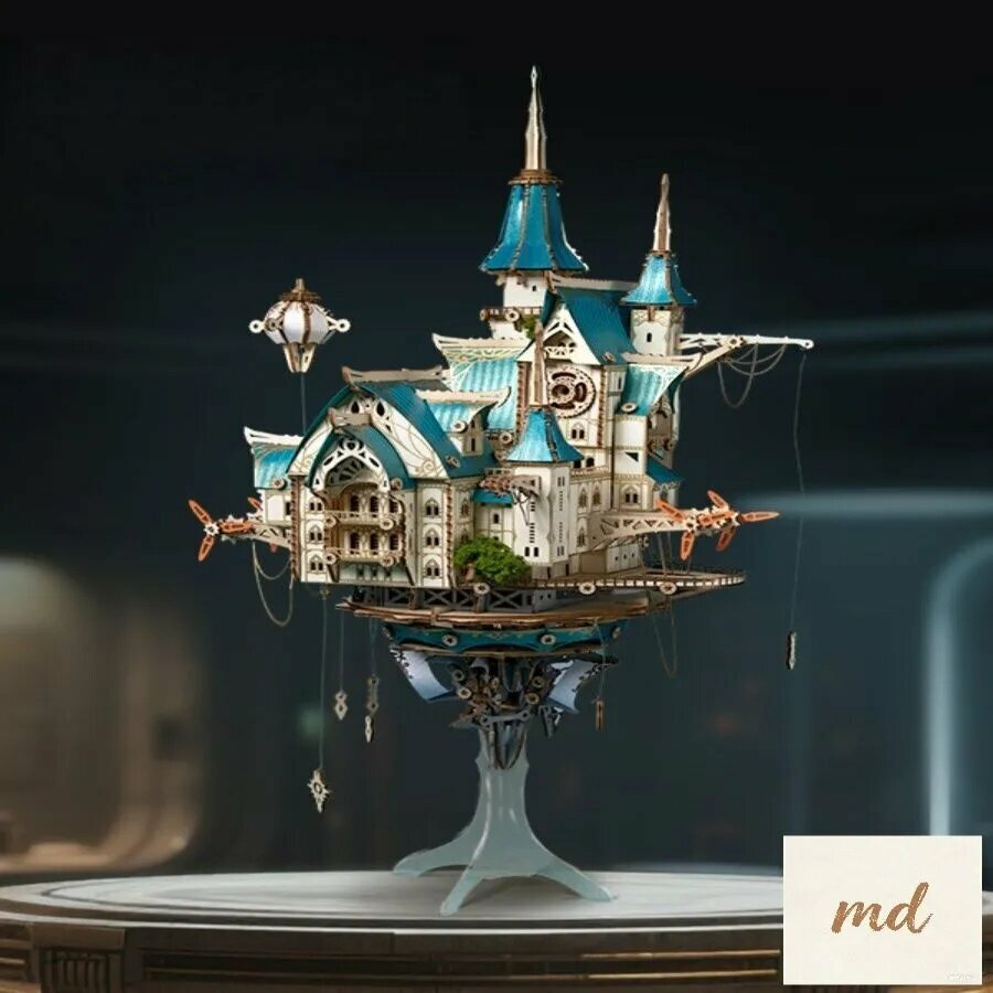 3D Деревянный конструктор Стимпанк-замок - механический привод + скрытая подсветка