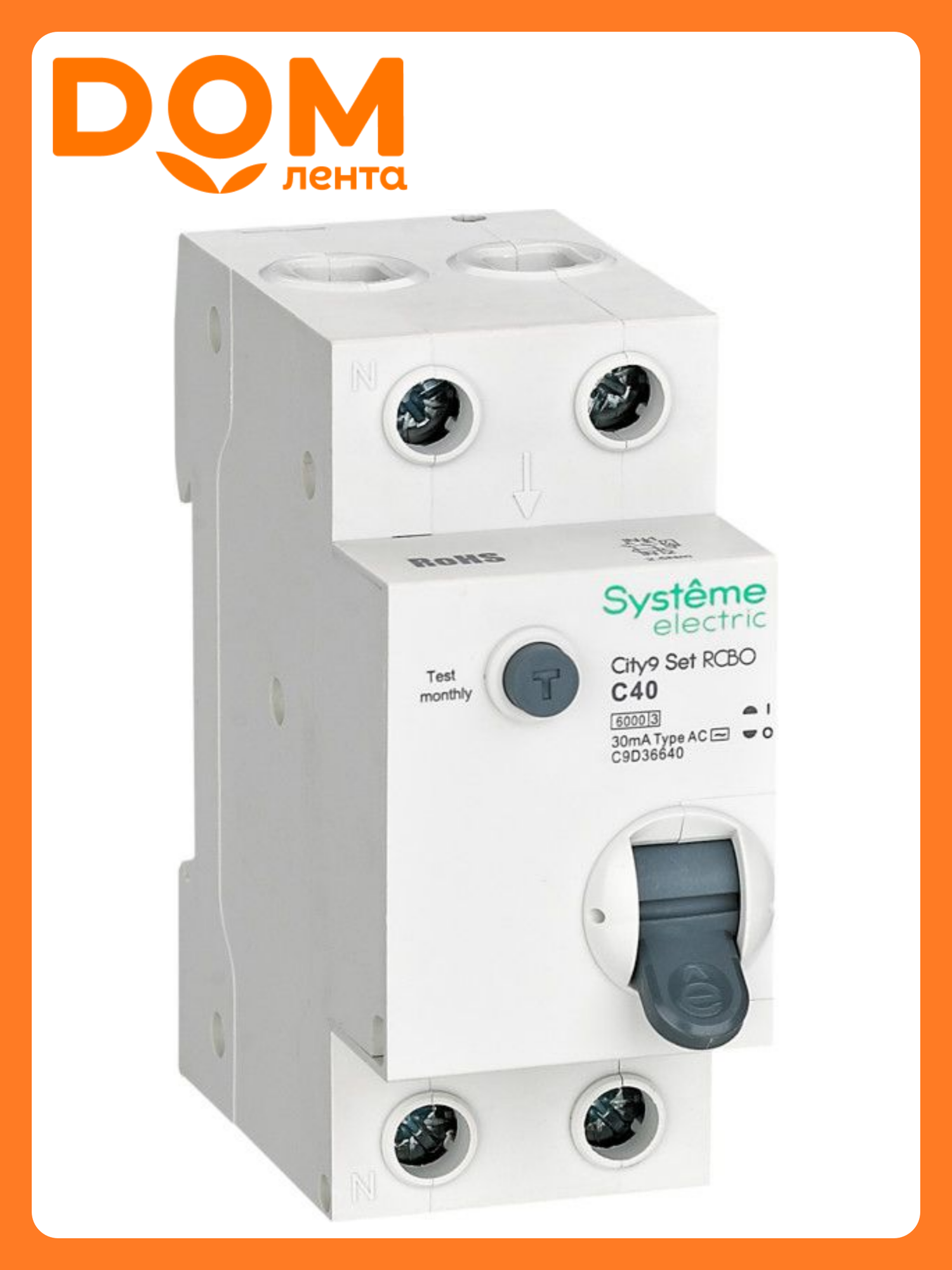 Выключатель АДТа City9 Set (АВДТ) 1P+N C 40А 6кА 30мА Тип-AС 230В SE C9D36640