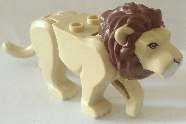 Деталь Lego bb0787c04pb02 Cat, Large (Lion) with Reddish Brown Mane, Nougat Eyes, Nougat Nose and White Muzzle Pattern