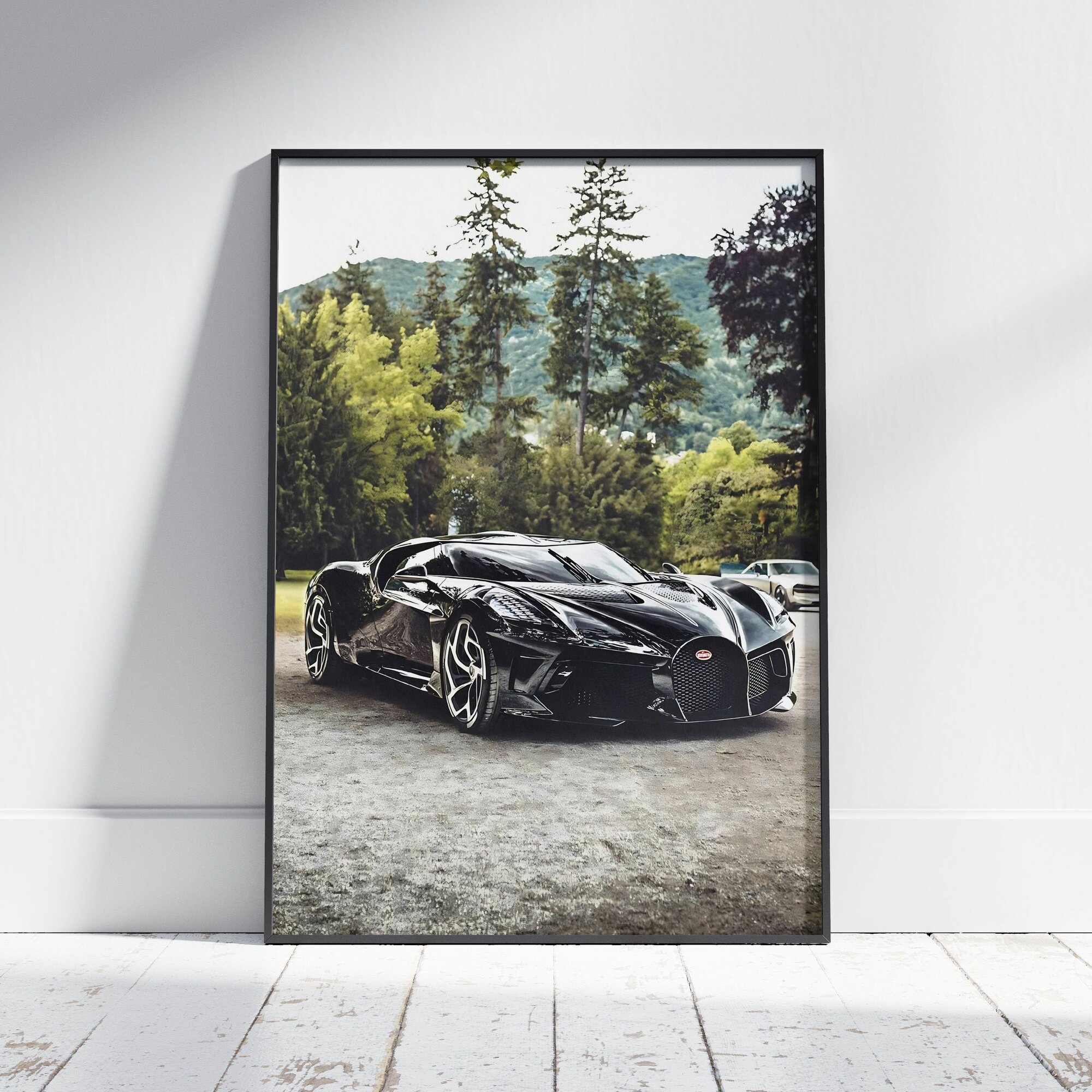 Плакат на стену для интерьера Спорткар (Bugatti La Voiture Noire 3) - Постер по спортивным гоночным машинам автомобилям формата А4 (21x30 см)