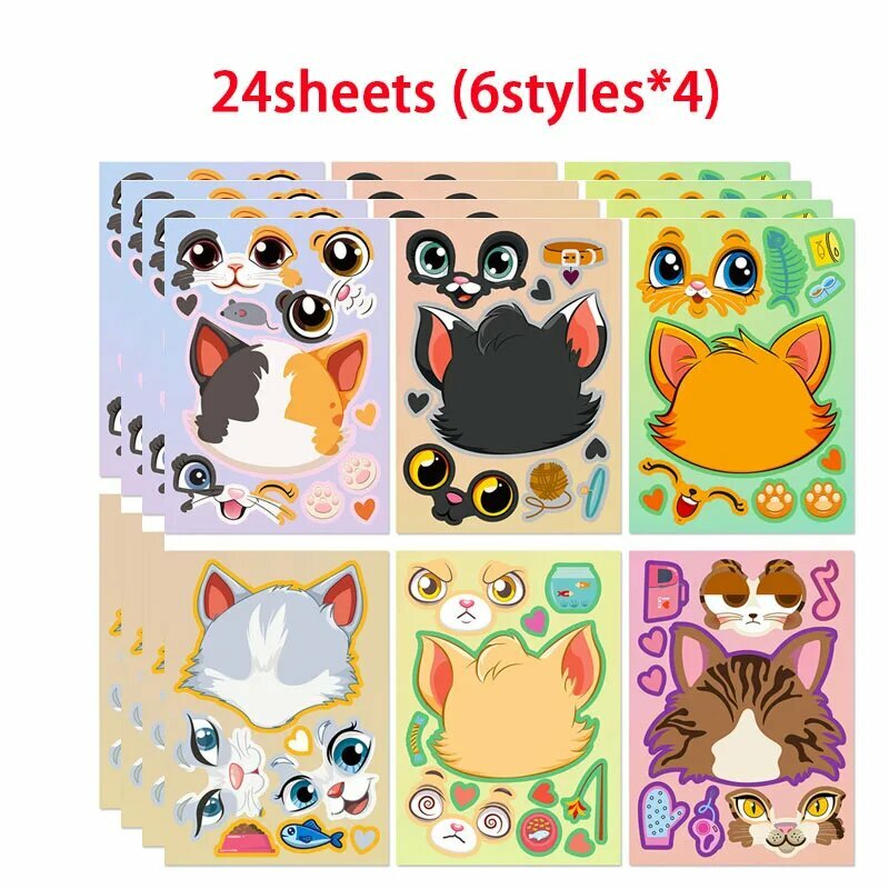 Наклейки кошки 24шт (6 стилей*4)
