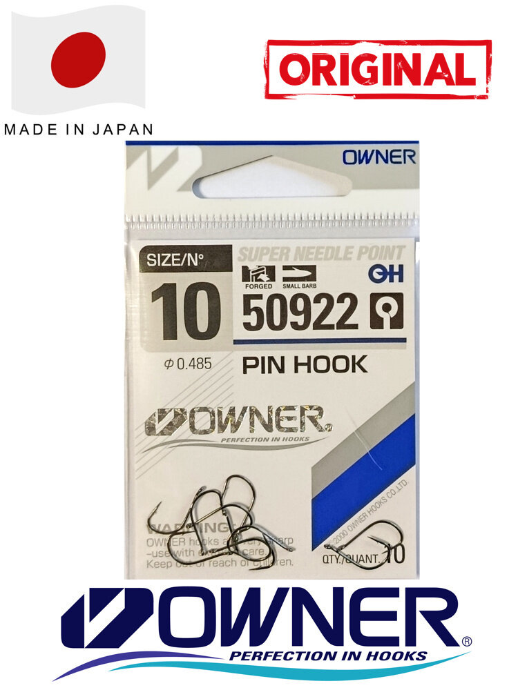 Крючки OWNER 50922 №10 PIN HOOK / Крючок, Овнер, одинарные для рыбалки