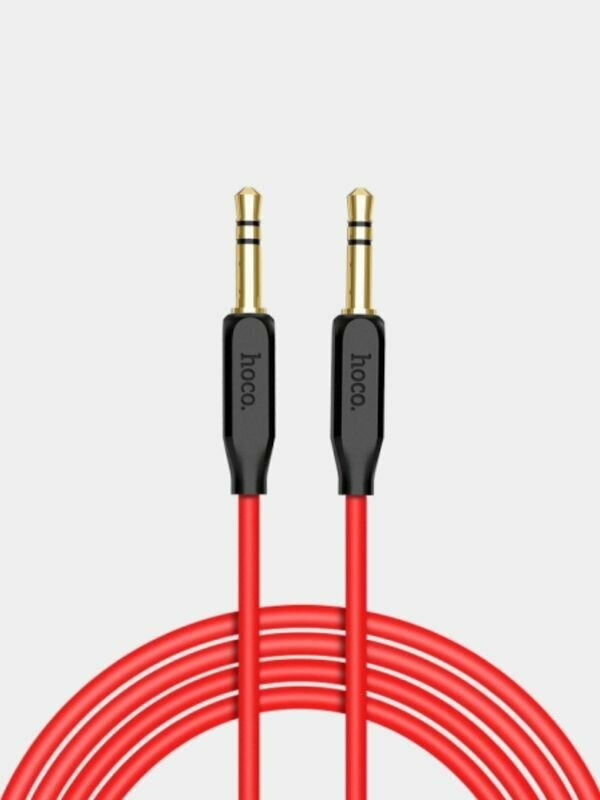 Аудио кабель hoco upa11, 3.5 мм, jack/jack, aux, 1.0м, красный с черным
