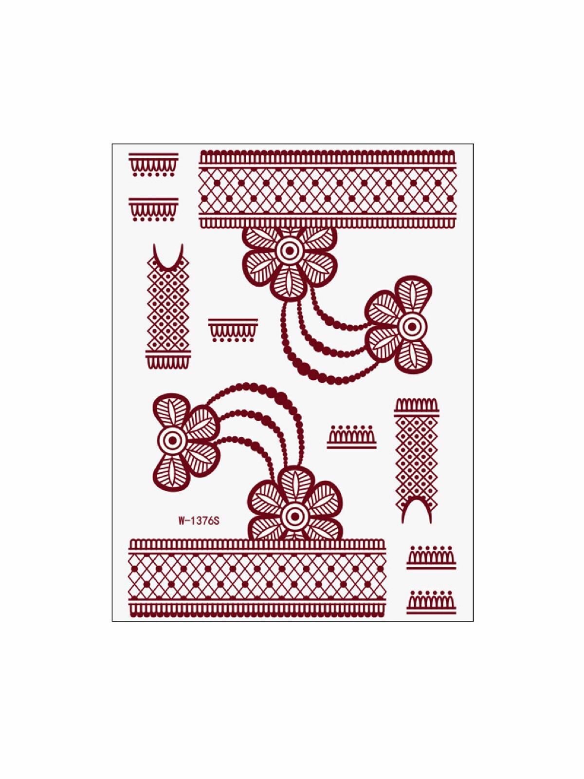 1 x Временная татуировка-наклейка из водостойкой кружевной хны в европейском стиле - W1376S