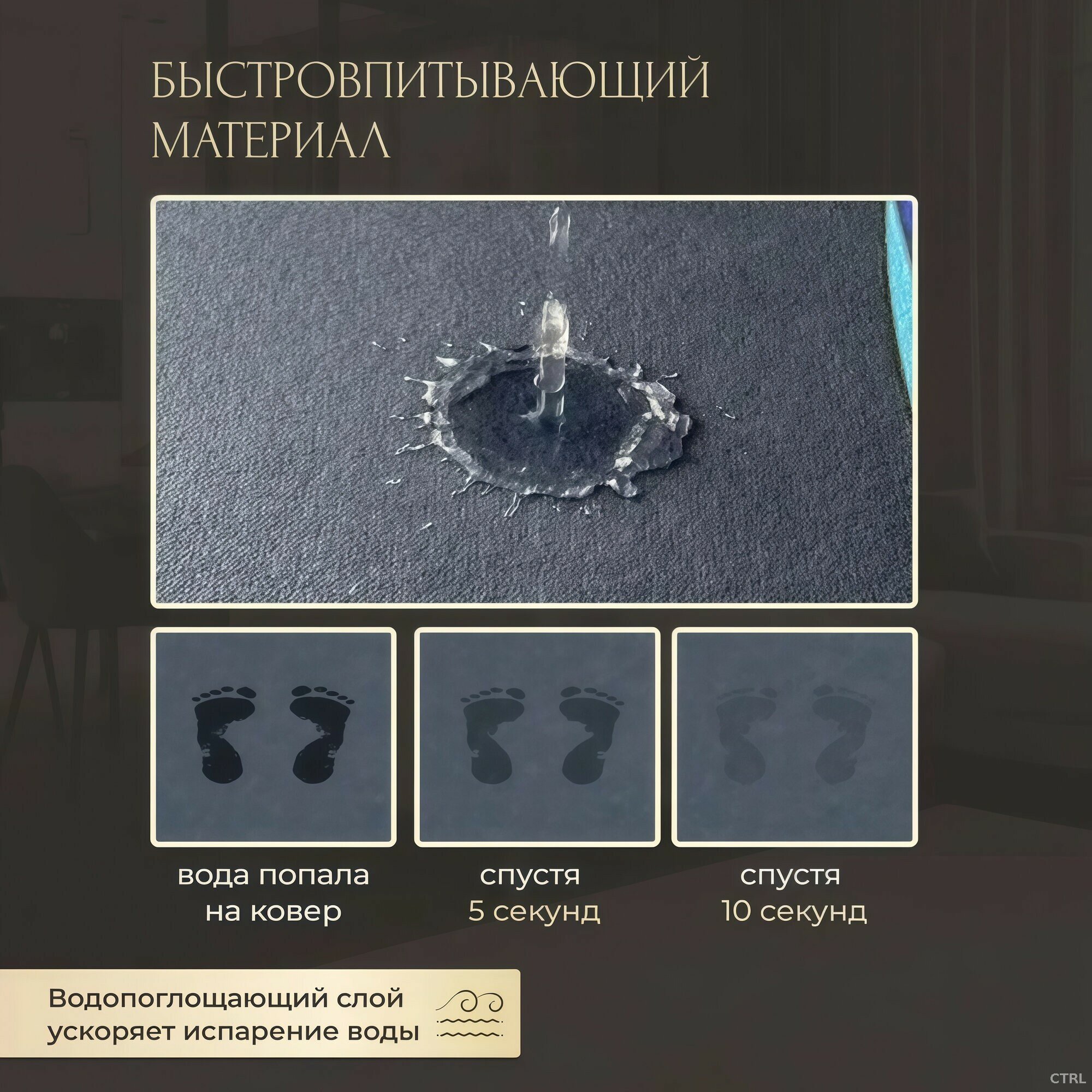 Наноковрики для пола, используемые на кухнях, обладают высоким водопоглощением и нескользящими свойствами.60*150 см