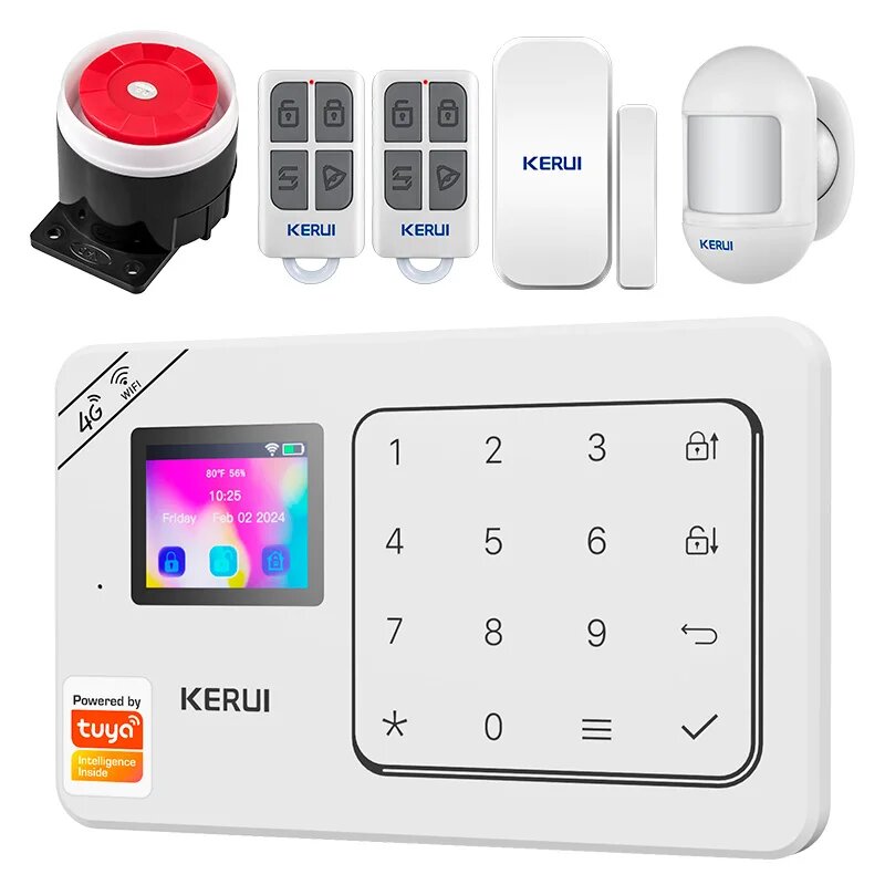 KERUI NEW W181 Наборы систем безопасности для дома WIFI GSM с контролем через смарт-приложение Tuya, антикражный, умные датчики окон/дверей, датчик движения, сирена-сигнализация-KIT 1