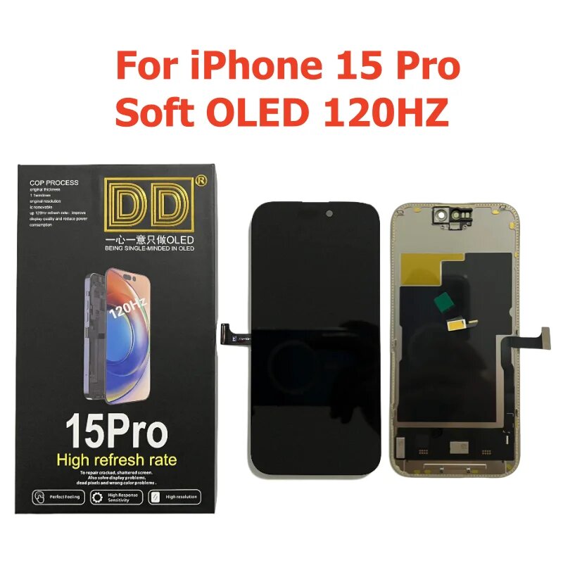 120 Гц, мягкий OLED-дисплей для iPhone 15 Pro Max 15Pro 13 Pro, ЖК-дисплей, дигитайзер сенсорного экрана 3D в сборе, высокая скорость обновления, замена