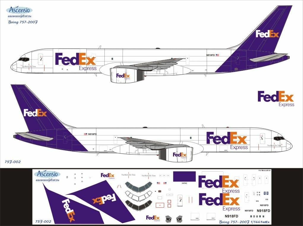 Декаль Boeing 757-200F FedEx
