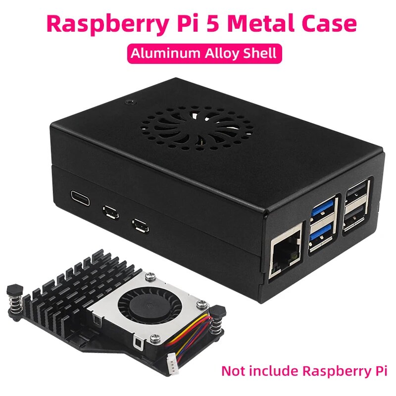 Корпус для Raspberry Pi с вентилятором, черный — фото 1