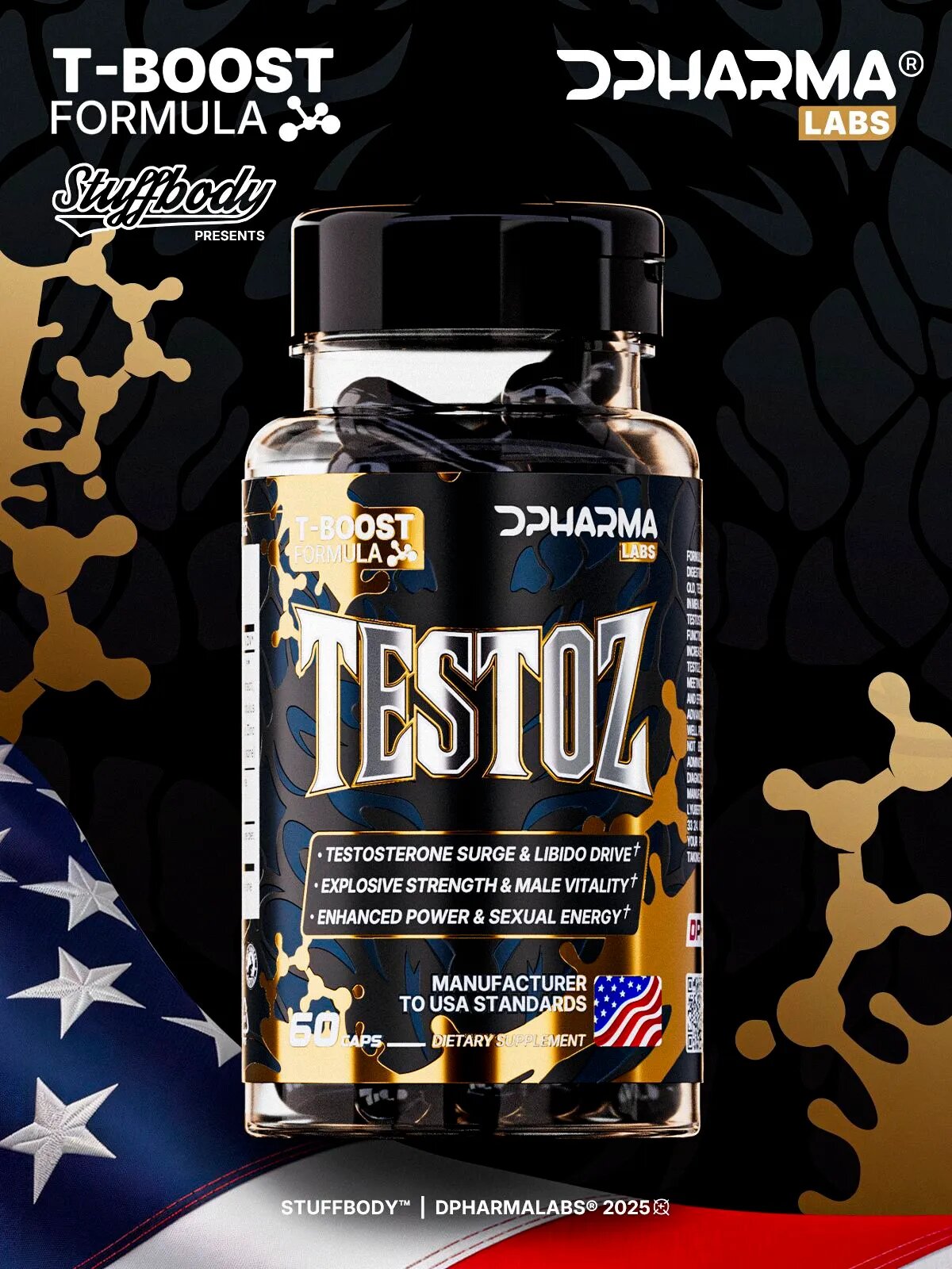 Тестостероновый бустер Testoz 60 капсул для мужчин и женщин / Dpharmalabs Тестобустер