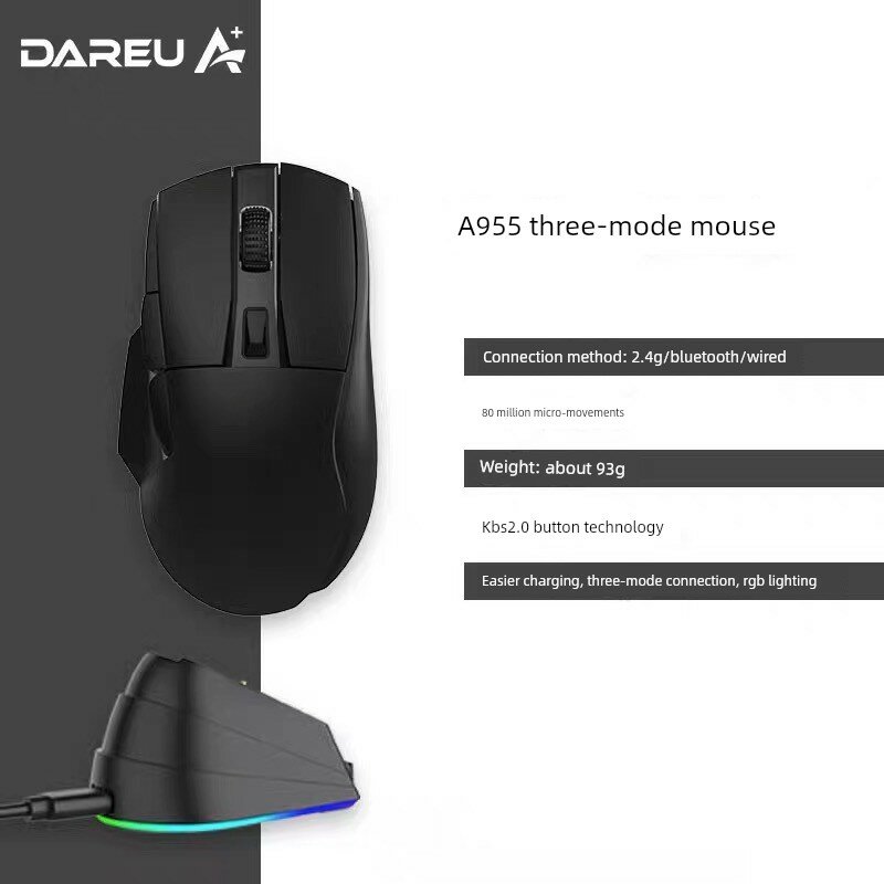Игровая мышь Dareu A955 с тремя режимами подключения (2.4G, Bluetooth), для экстремального гейминга, CM670Pro