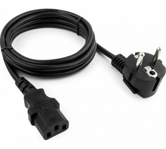 Кабель питания Cablexpert 3.0м, Schuko-C13, VDE, 10А, черный, PC-186-VDE-3M