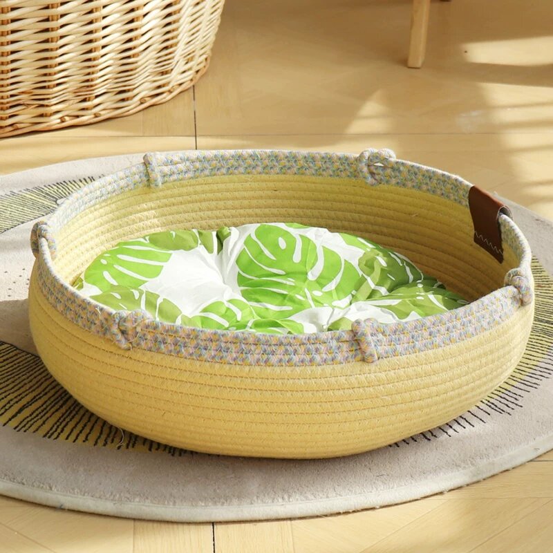 Дышащий связанный кошачий ложе с зеленым подушечным, малый размер (35x35x13см) для кошек до 4 фунтов