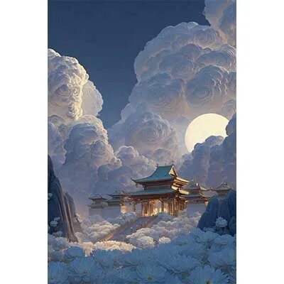 Фотофон виниловый 150x220см, китайская архитектура, цвет ZGF00358