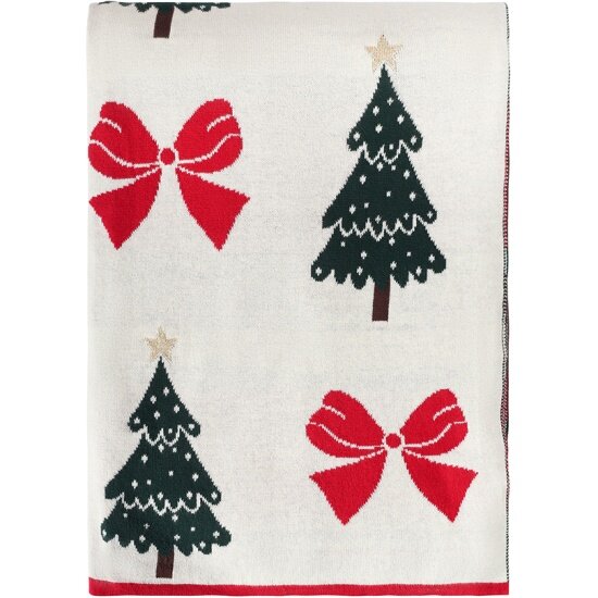 Плед из хлопка Tkano Christmas Bows New Year Essential, 130x180 см