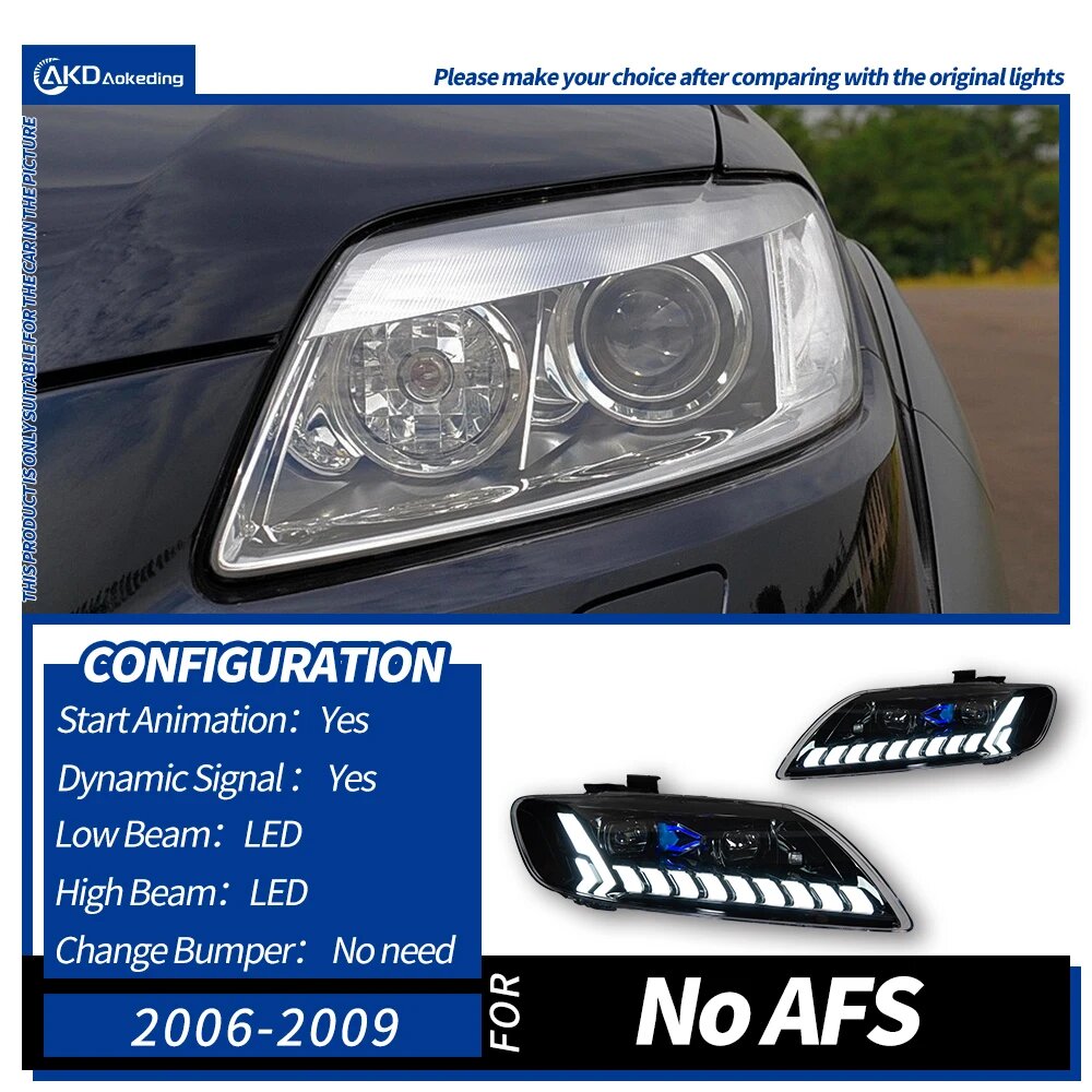 Фара AKD для AUDI Q7 LED Фара 2006-2015 Фары Q7 Дневной ходовой огонь Поворотный сигнал Дальний свет Ангельское око Projector Lens