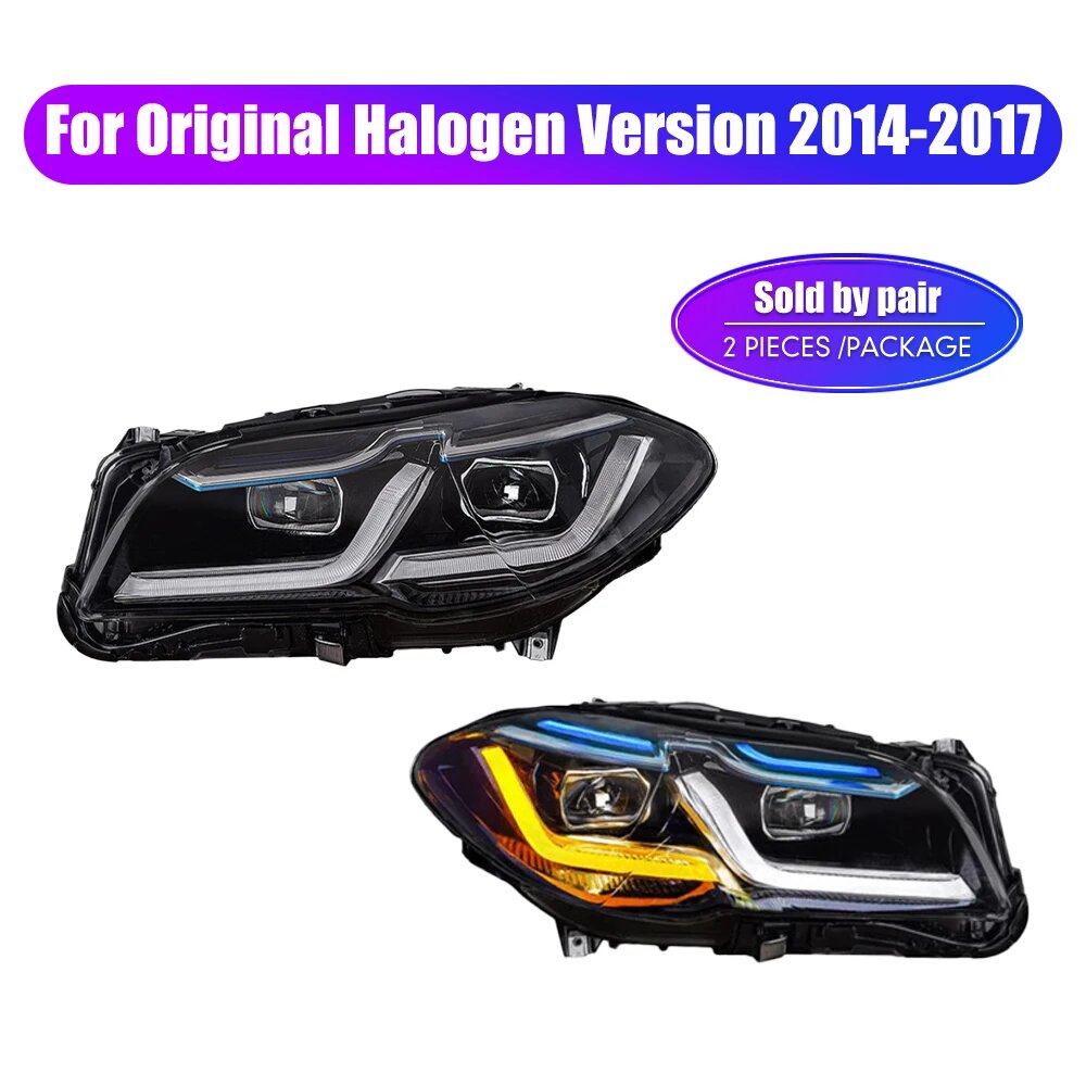 Пара светодиодных фарах для автомобиля BMW 5 серии F10 F18 2011-2017 передних фар DRL ксеноновых галогенных фар Plug and Play