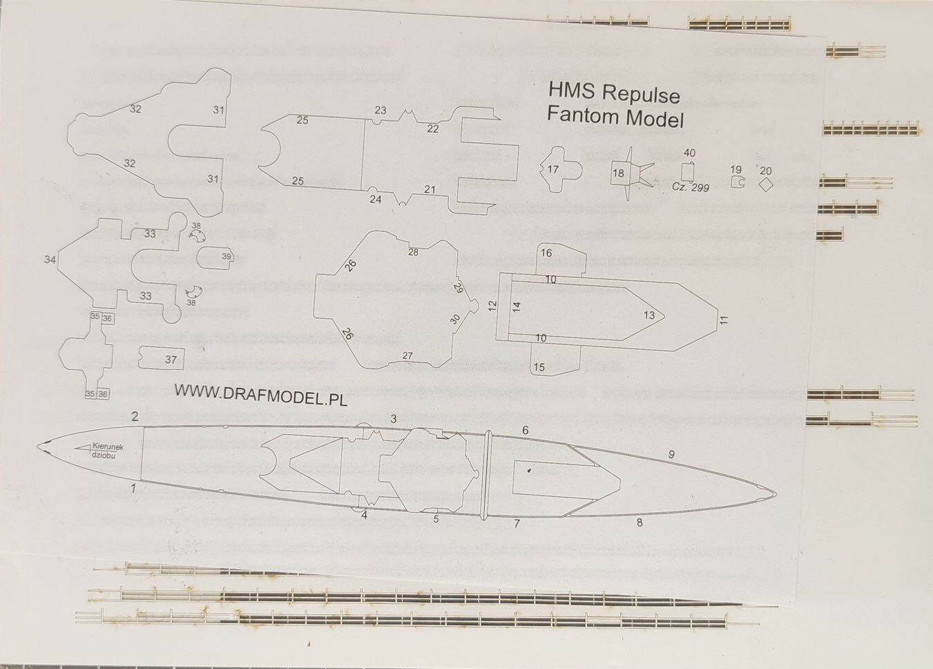 Лаз. резка лееров к модели Корабль HMS"Repulse" Fantom Model №1