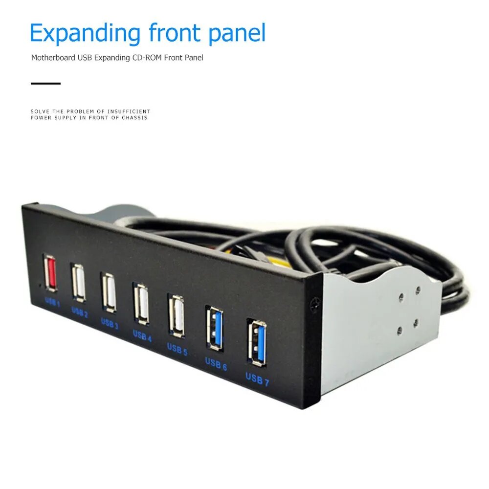 USB-концентратор для передней панели с разъёмами USB 3.0 и USB 2.0, крепление в отсек 5,25 дюйма