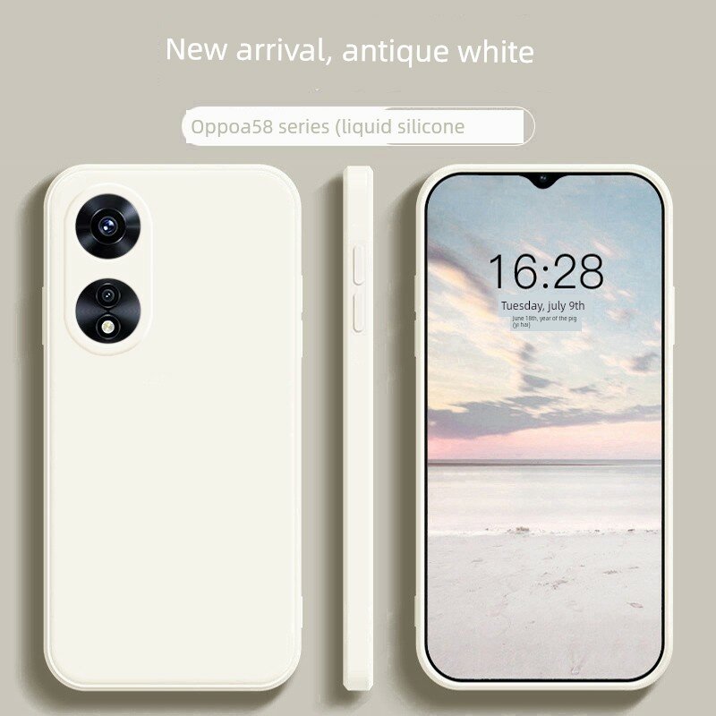 Силиконовый чехол для OPPO A58, Античный белый, тонкий и прочный, защита от царапин для смартфона