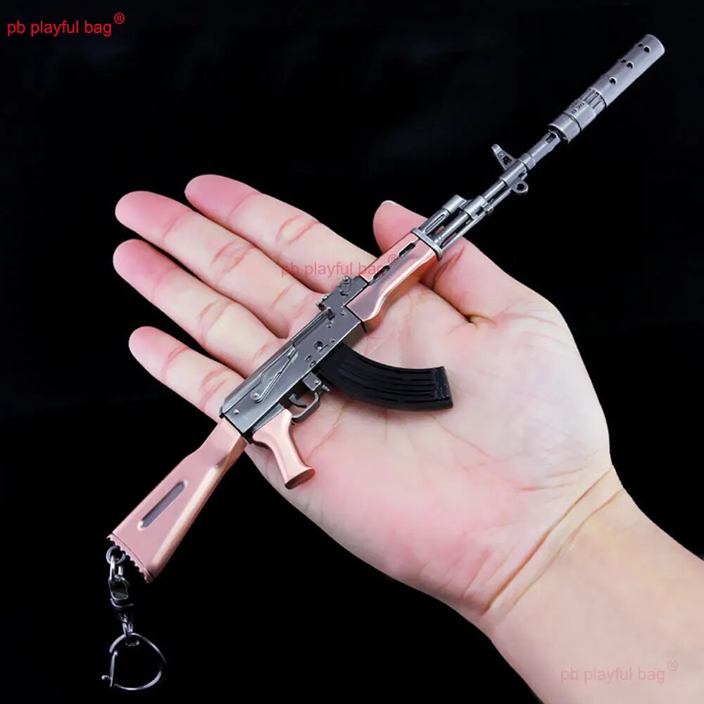 21 см металлический игрушечный пистолет AKM модель оружия брелок игровая периферия домашний орнамент фигурки детские рождественские подарки HG367