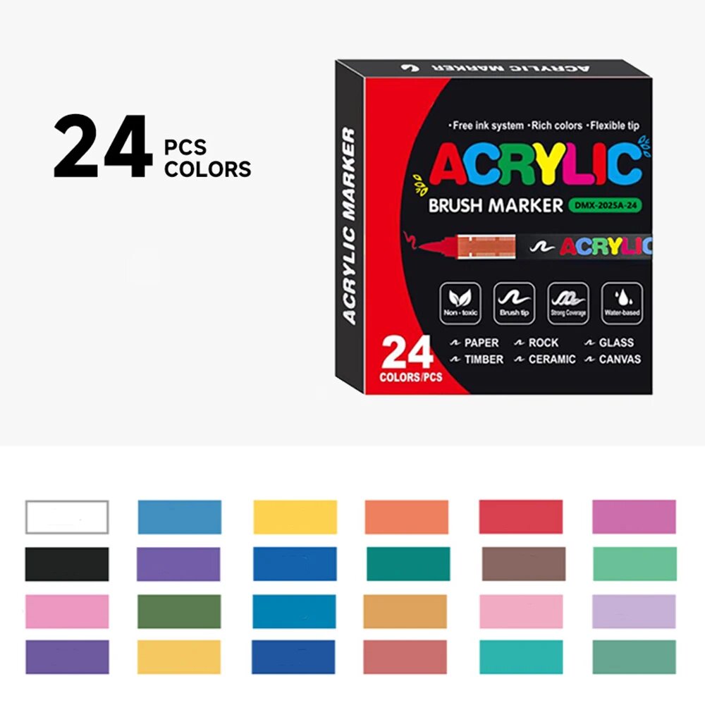 Акриловые маркеры Brush Marker 24 цвета