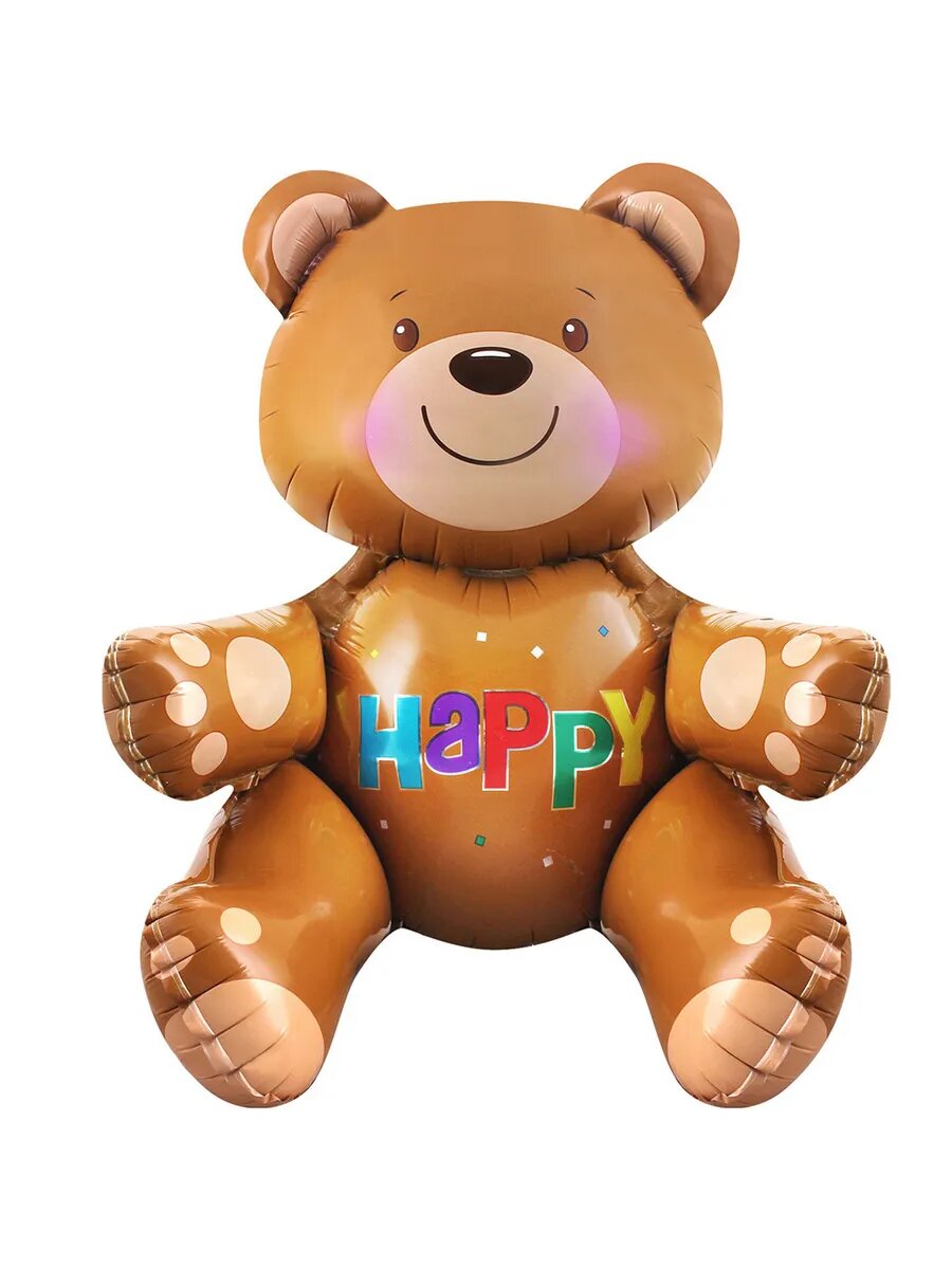 Шар (22'/56 см) Фигура 3D, Сидячий мишка, Коричневый
