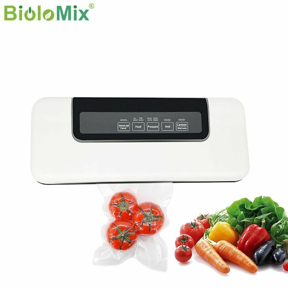 Автоматический вакуумный упаковщик пищевых продуктов, Biolomix W300, Белый, машина для упаковки влажных или сухих продуктов Saver с бесплатными пакетами по 10 шт.