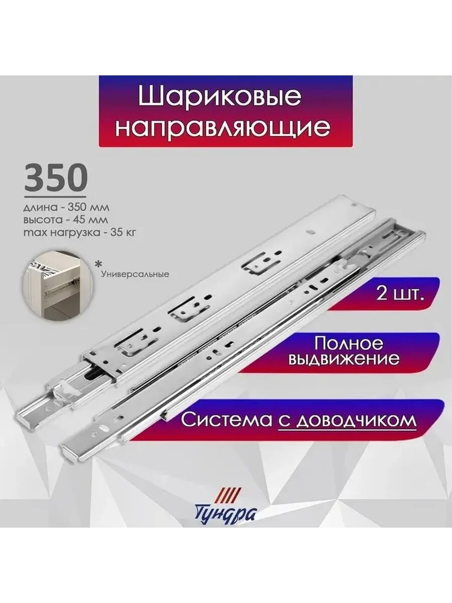 Тихие шариковые направляющие с доводчиком для ящиков