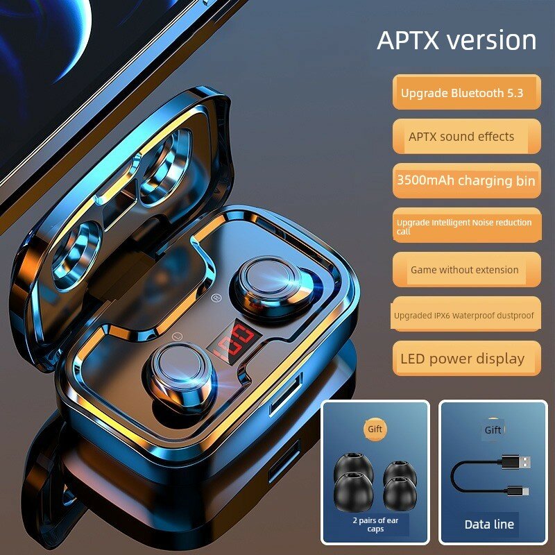 Беспроводные наушники Bluetooth 5.3 с APTX звуком, шумоподавлением и индикатором заряда для iPhone 17 Pro Max