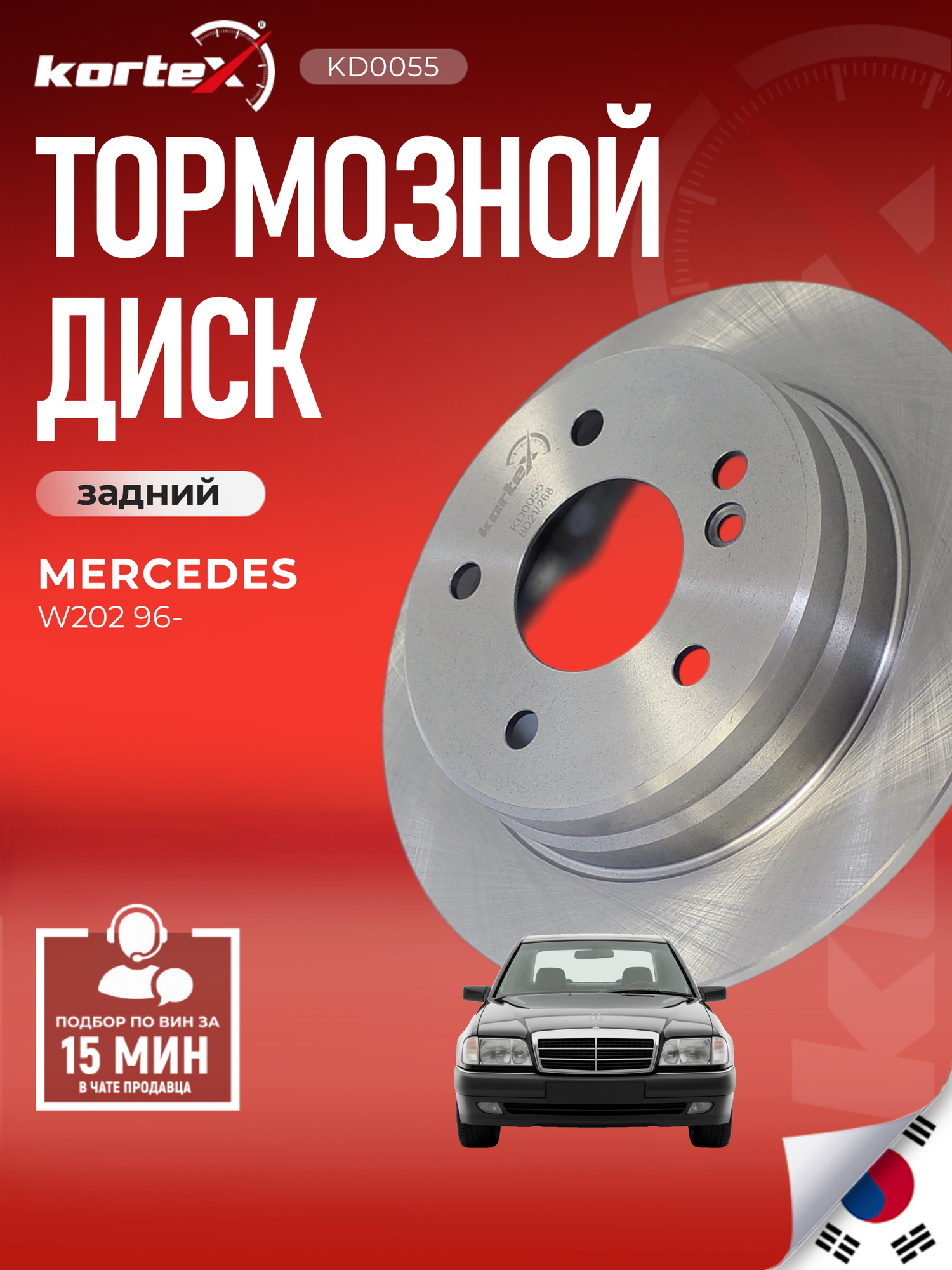 Диск тормозной Kortex для MERCEDES-BENZ W202 96- задний (d-258mm)