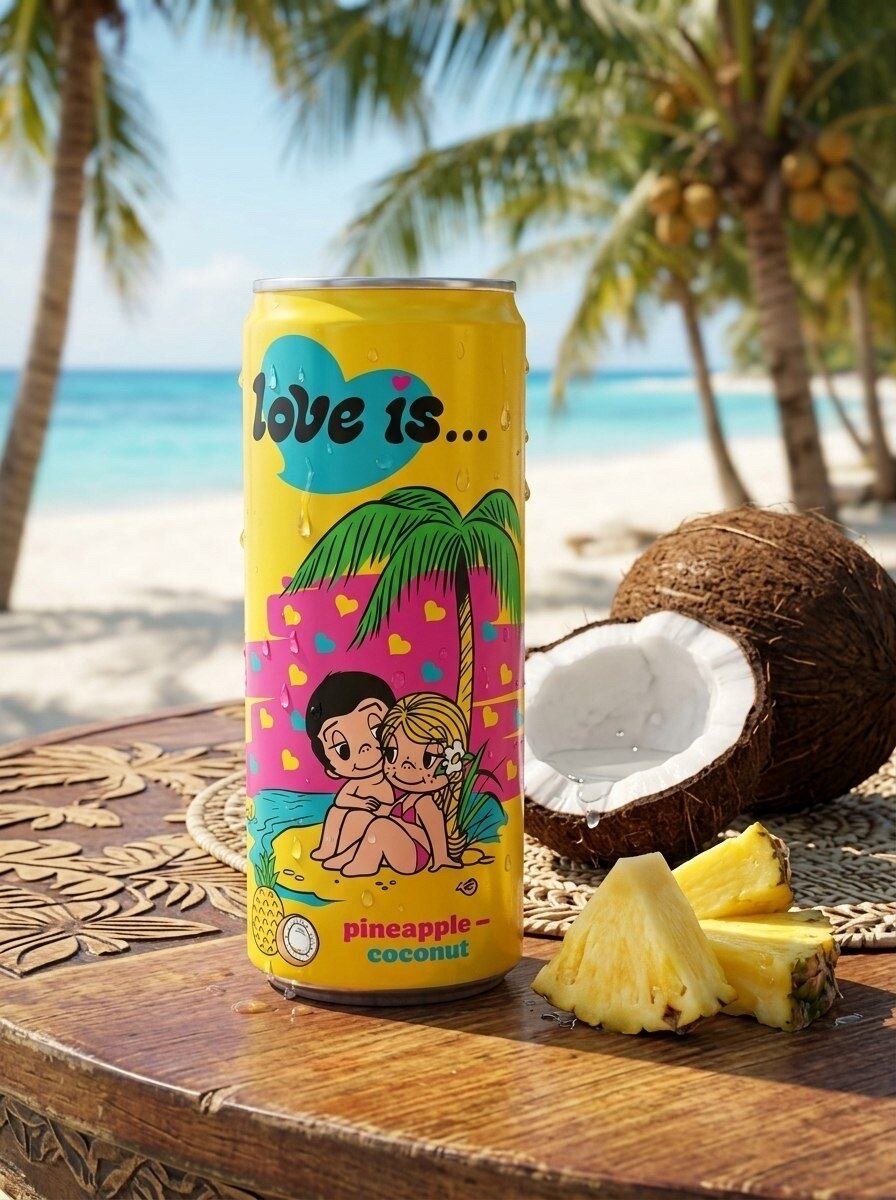 Газированный напиток LOVE IS Pineapple-Coconut (Ананас-Кокос), 330 мл х 1 шт.