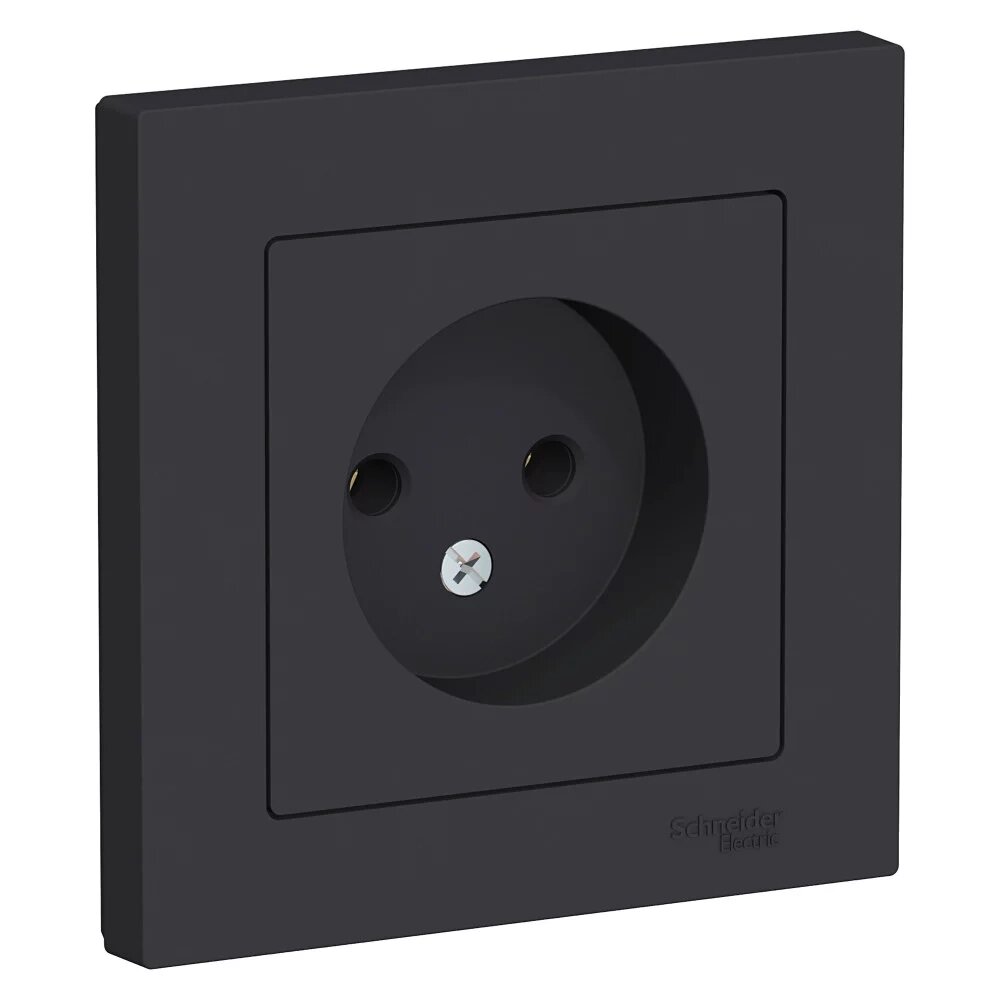 Розетка одинарная Systeme Electric AtlasDesign б/з, 16А, в сборе, Карбон