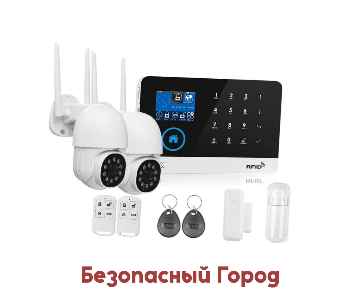 GSM Wi-Fi сигнализация для дачи с 2мя видеокамерами - 2x HDком 9826(ASW5) и Страж Око+ (U59706OK) для загородного дома, гаража, квартиры