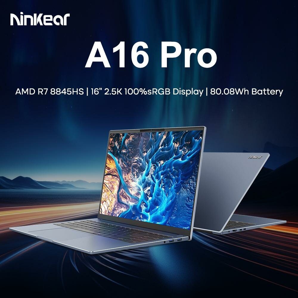Ноутбук Ninkear A16 PRO AMD Ryzen 7 8745HS, RAM 32 ГБ, SSD 2048 ГБ, AMD Radeon 780M, Windows11 Pro Русская клавиатура
