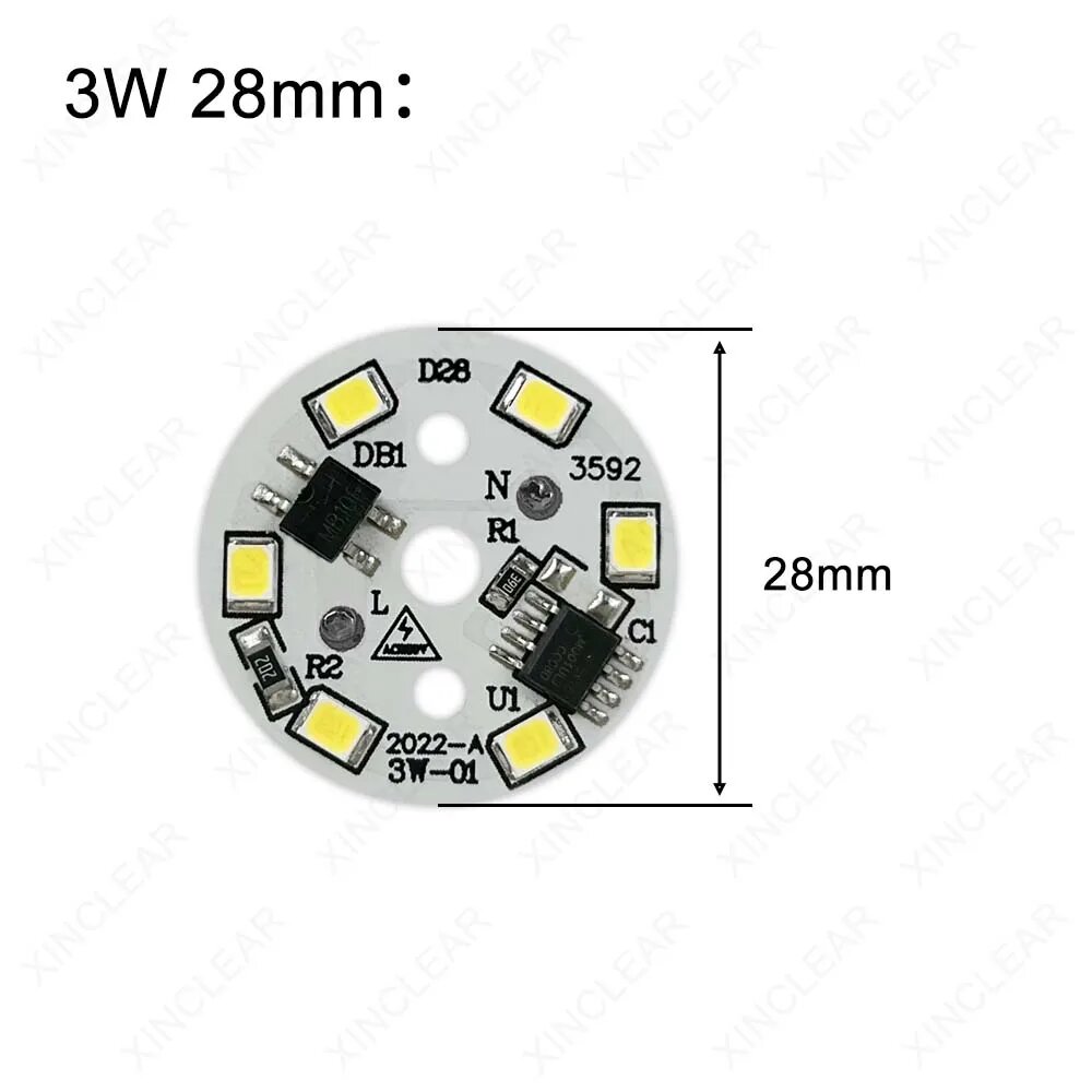 Светодиодный модуль 3W 28mm, Warm White, 10 LED, 2835