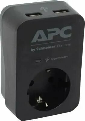 Сетевой фильтр APC Essential SurgeArrest 1 Outlet 2 USB Ports Black 230V Russia (PME1WU2B-RS)