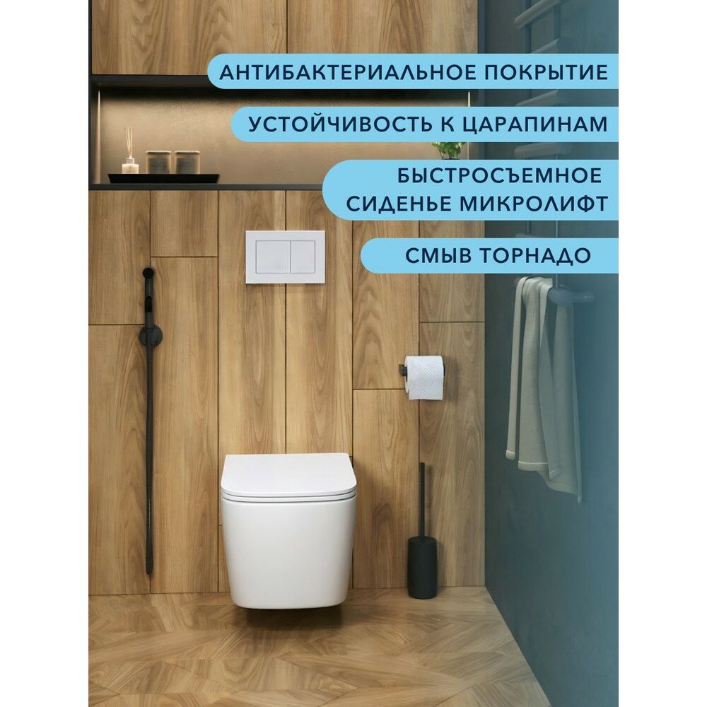Унитаз подвесной Watersense Eva Vortex PP безободковый торнадо — фото 1