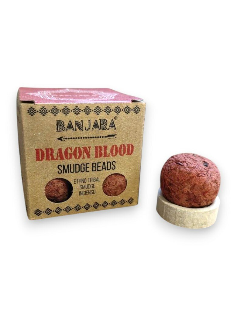 DRAGON BLOOD Smudge Beads, Banjara (кровь дракона благовония шарики, Банджара), уп. 5 шариков + подставка.
